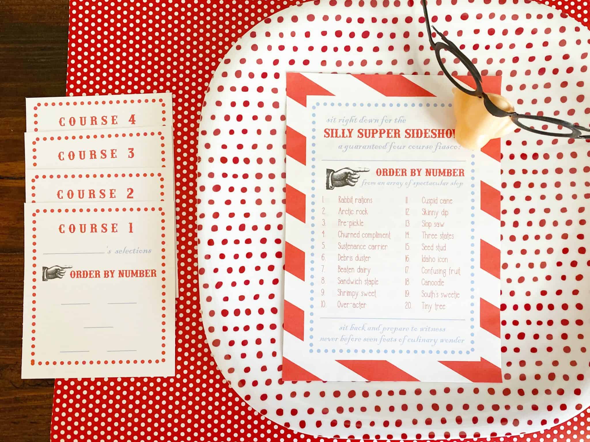 April Fool’s Silly Supper Sideshow {Free Printables} – Dixie Delights