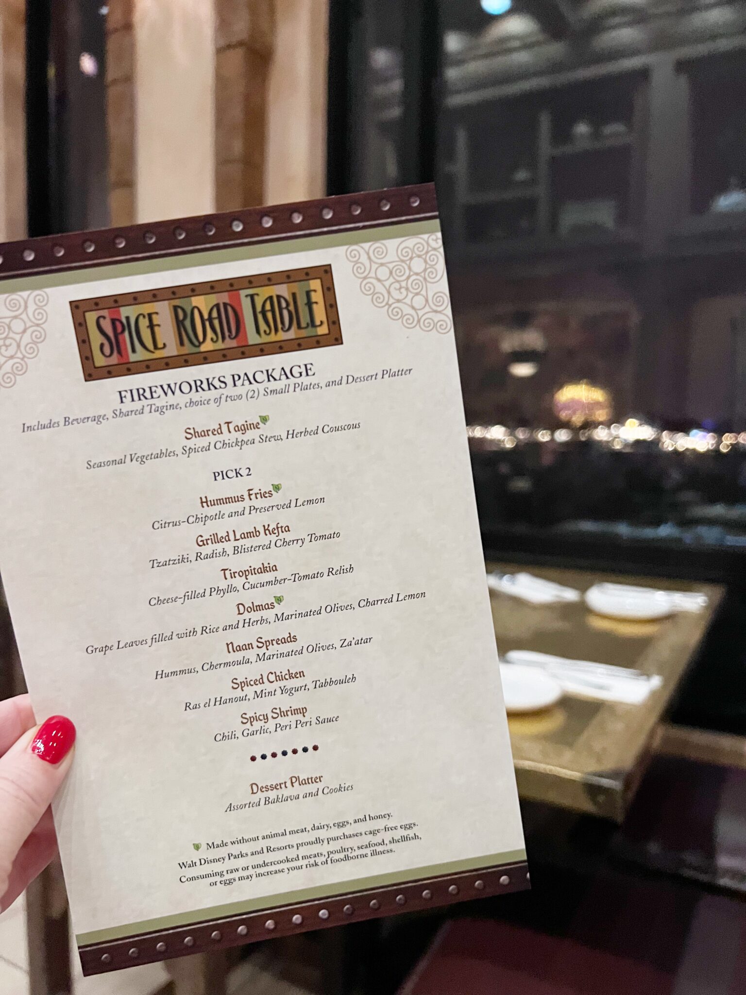 Spice Road Table Fireworks Dining Package in Epcot – Dixie Delights